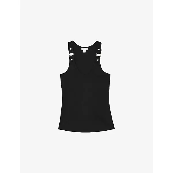 REISS Slim-fit Stretch-cotton Vest Top With Hardware Detail