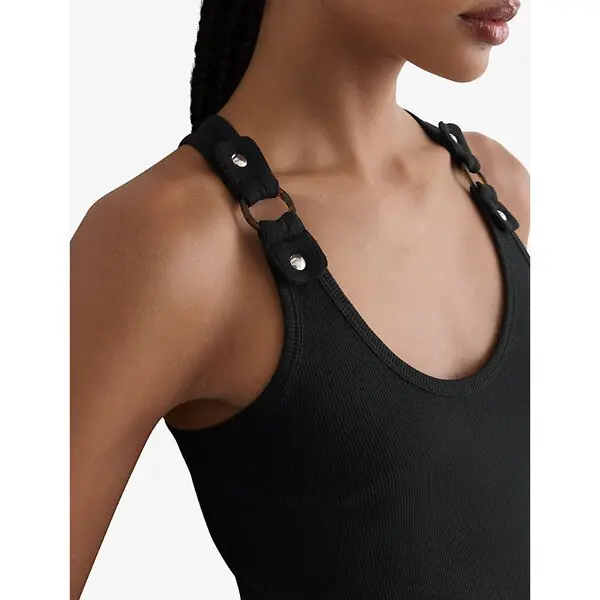 REISS Slim-fit Stretch-cotton Vest Top With Hardware Detail