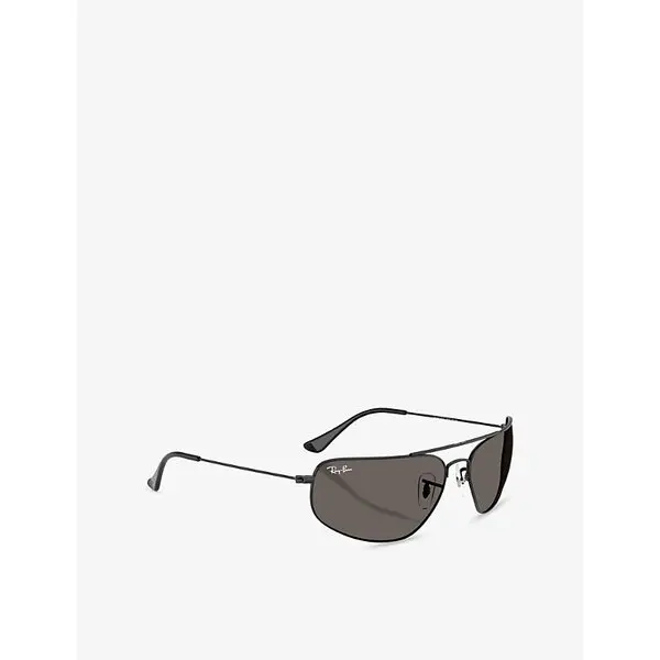 Ray-ban Rb3780 Rectangle Metal Sunglasses - Black