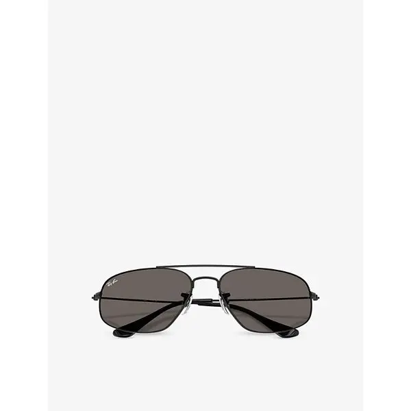 Ray-ban Rb3780 Rectangle Metal Sunglasses - Black
