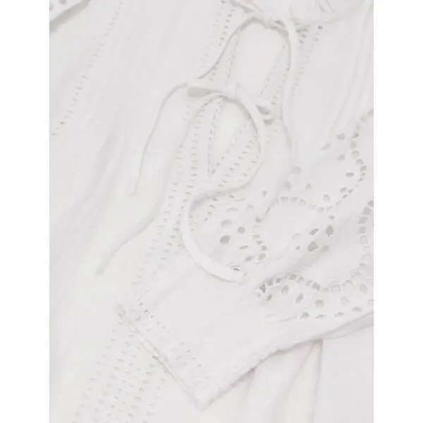 REISS Gia Cheesecloth Cotton Mini Dress - Ivory