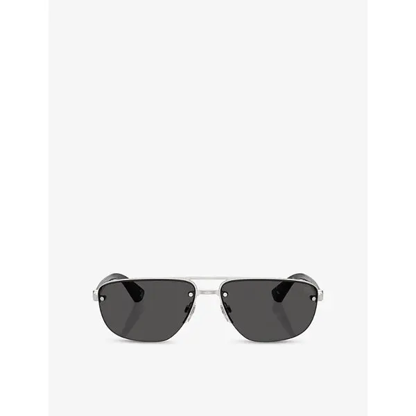 Burberry Rectangular Frame Metal And Acetate Sunglasses - Silver