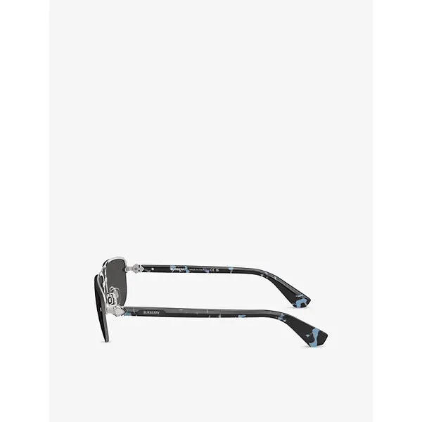 Burberry Rectangular Frame Metal And Acetate Sunglasses - Silver