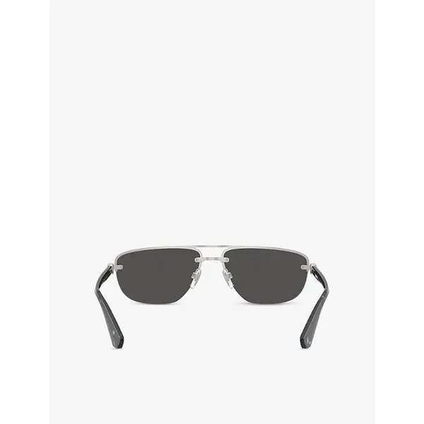 Burberry Rectangular Frame Metal And Acetate Sunglasses - Silver