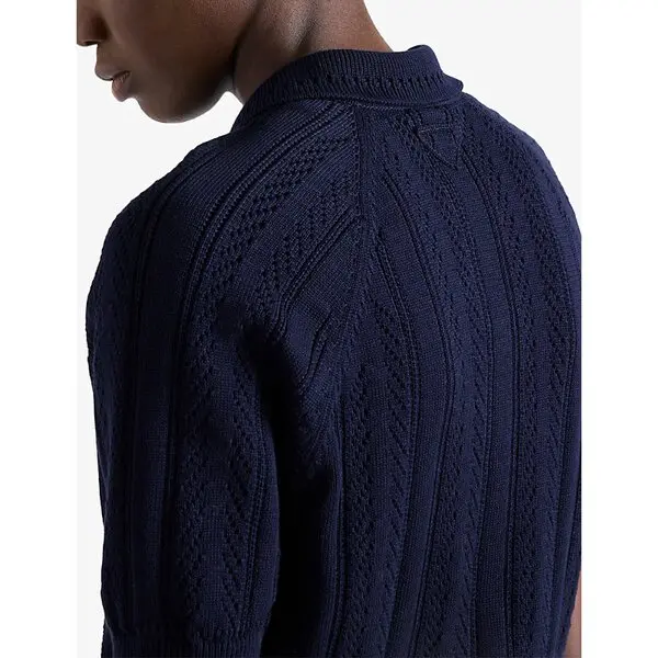 Prada Openwork Knit Cotton Polo Shirt