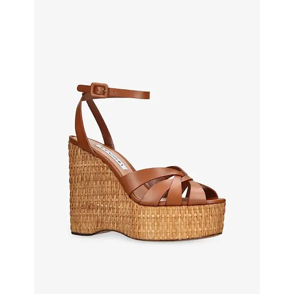 AQUAZZURA Copacabana Leather Wedge Sandals