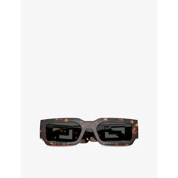 Versace Ve4506u Tortoiseshell Rectangle Acetate Sunglasses - Brown