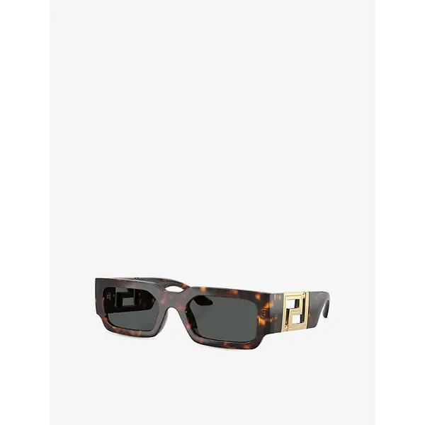 Versace Ve4506u Tortoiseshell Rectangle Acetate Sunglasses - Brown