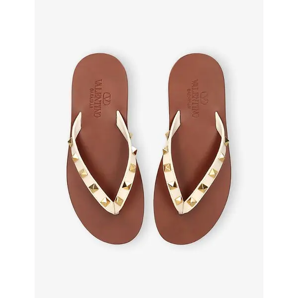 Valentino Garavani Rockstud Leather Sandals - White/oth