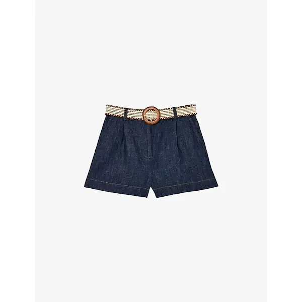 REISS Belted Linen Shorts