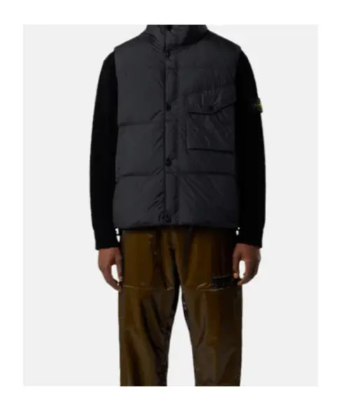 Stone Island Logo Patch High Neck Gilet - Black