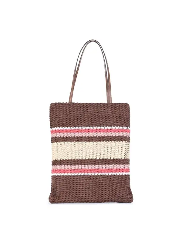 Miu Miu Woven Motif Striped Tote Bag