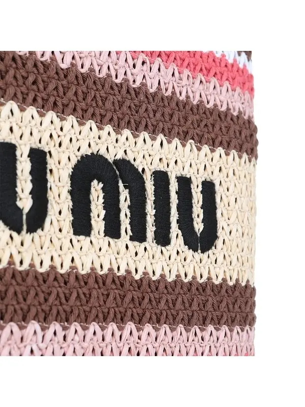 Miu Miu Woven Motif Striped Tote Bag