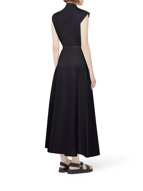 Max Mara Sleeveless Belted Dress With Mandarin Collar