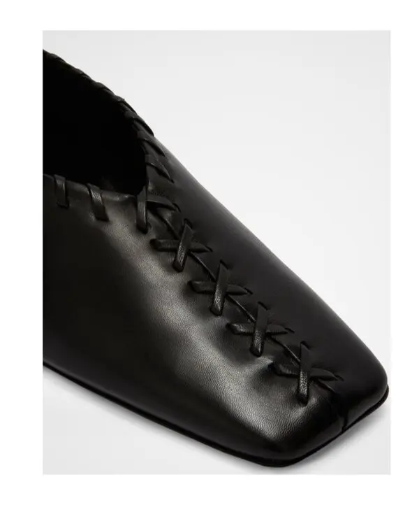 JIL SANDER Square Toe Ballet Flats With Ankle Bracelet