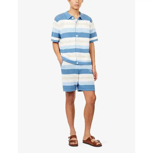 BELIER Bélier Crochet-knit Striped Shorts