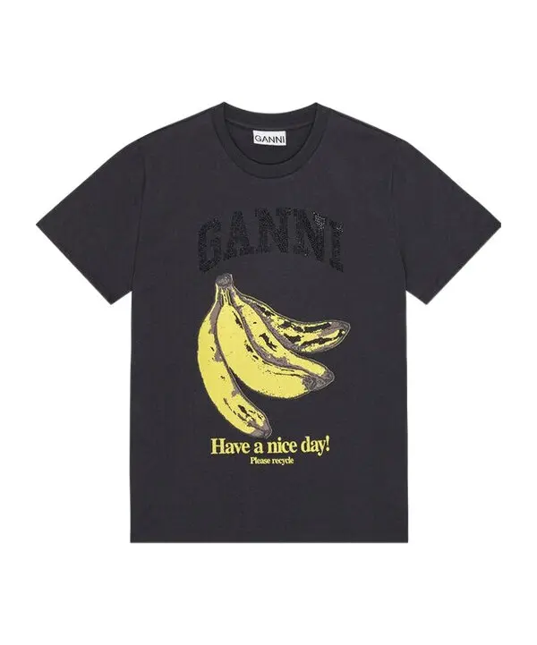 GANNI Graphic Banana T-shirt - Phantom Black