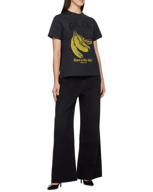 GANNI Graphic Banana T-shirt - Phantom Black