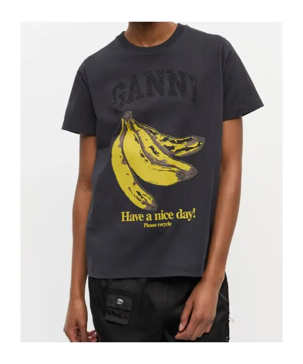 GANNI Graphic Banana T-shirt - Phantom Black