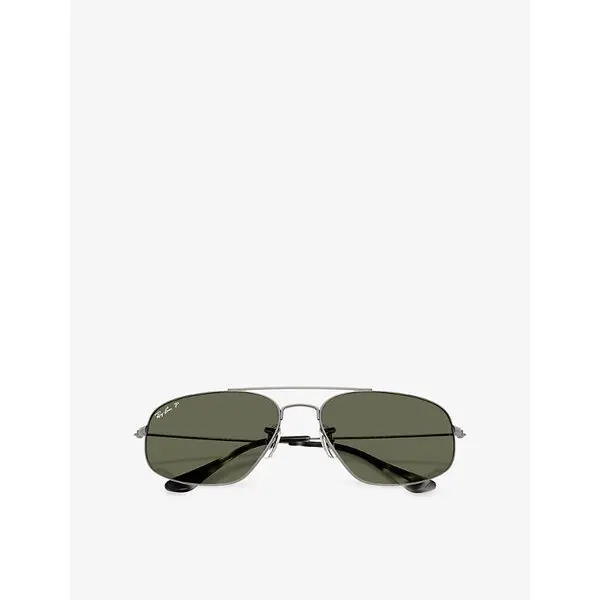 Ray-ban Rb3780 Rectangle-frame Metal Sunglasses - Grey