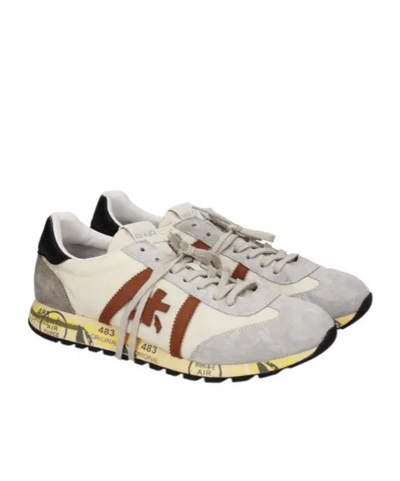 Premiata Lucy 8189 Suede And Fabric Sneakers With Logo Detailing