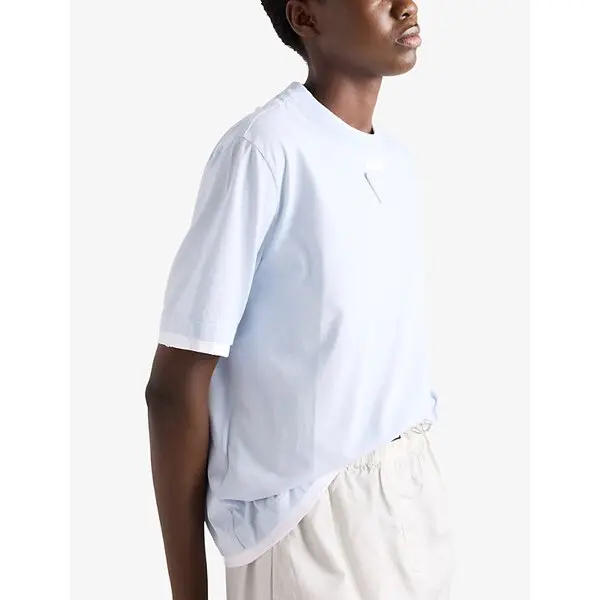 Prada Astro Layered Cotton-jersey T-shirt - Light Blue