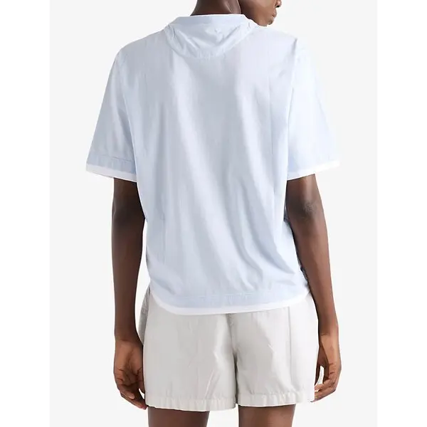 Prada Astro Layered Cotton-jersey T-shirt - Light Blue
