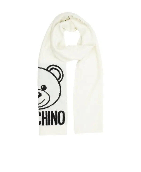 Moschino Contrasting Logo Scarf - White