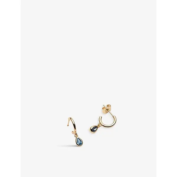 LA MAISON COUTURE With Love Darling" 14ct Yellow Gold-plated Vermeil Sterling Silver Cubic Zirconia Hoop Earrings - Blue