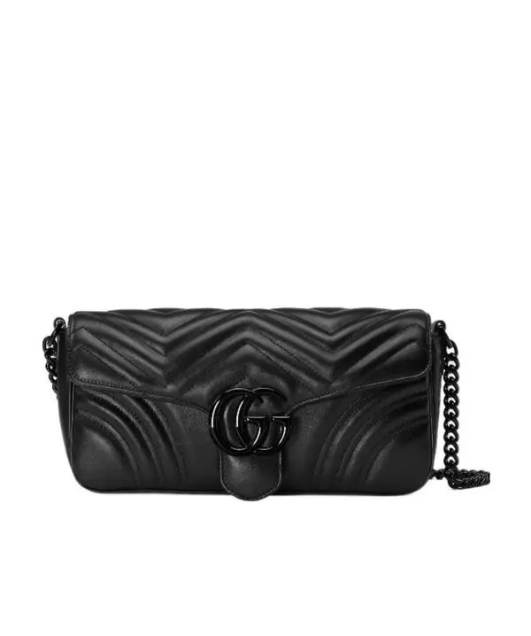 Gucci Gg Marmont Chain Linked Shoulder Bag - Black