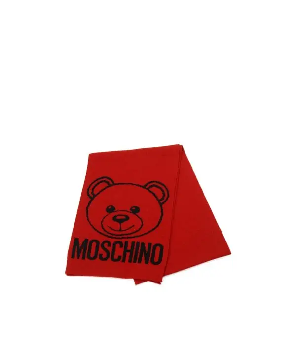 Moschino Contrasting Logo Scarf - Red