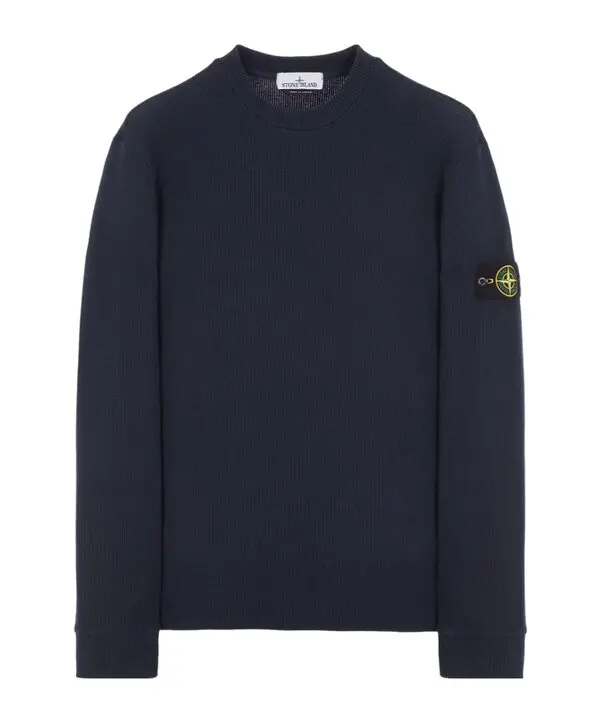 Stone Island Crewneck Jumper With Logo Patch - Midnight Blue