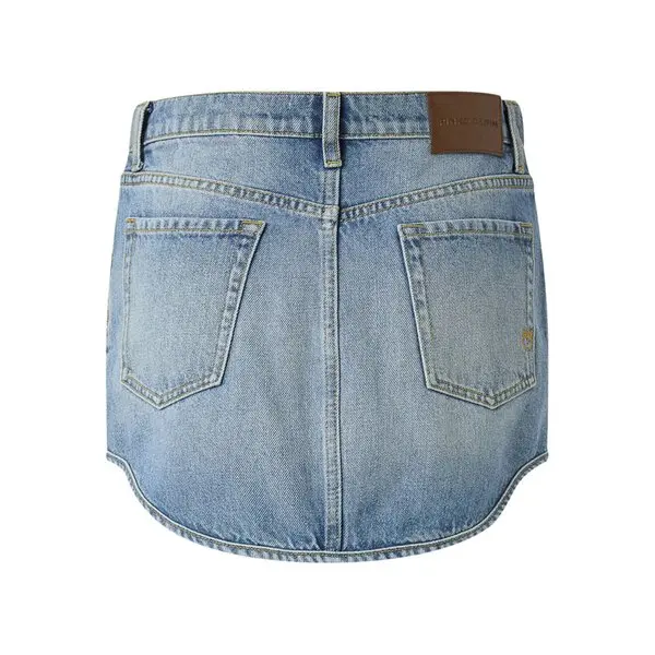 Pinko Rhinestone-embellished Denim Skirt