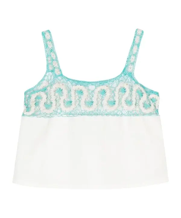 BODE Ripple Lace Patchwork Vest - White