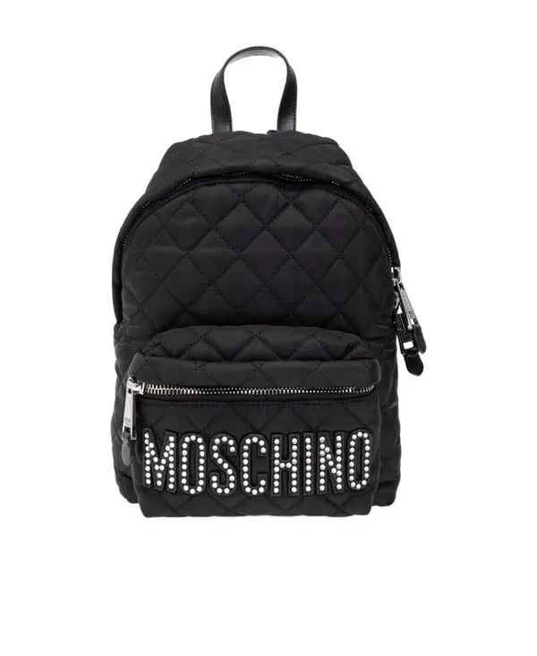 Moschino Quilted Logo Embellished Backpack