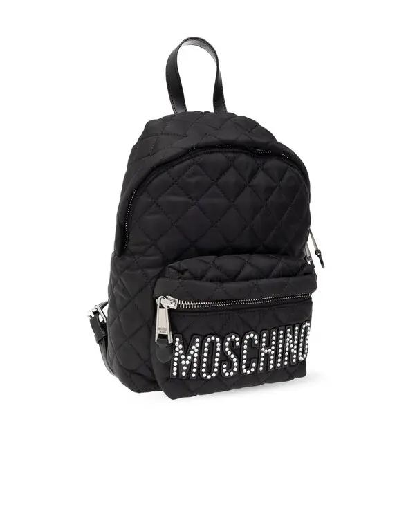 Moschino Quilted Logo Embellished Backpack