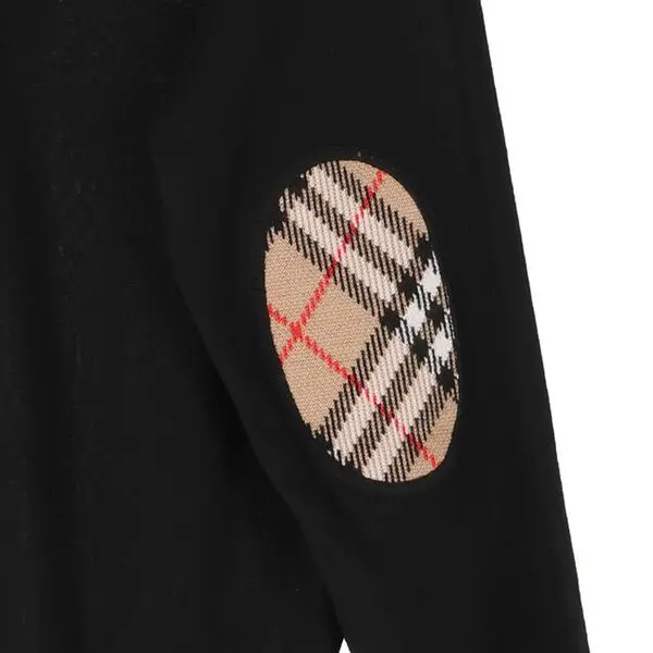Burberry V-neck Knitted Cardigan With Check Elbow Patches