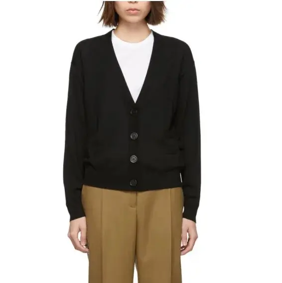 Burberry V-neck Knitted Cardigan With Check Elbow Patches