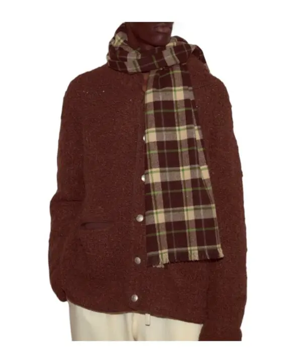 BODE Woodcrest Plaid Wool Scarf - Brown