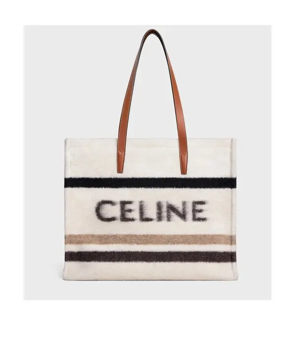 Celine Large Cabas Tote In Striped Textile With Jacquard