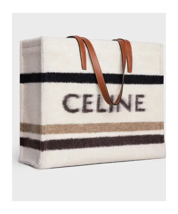 Celine Large Cabas Tote In Striped Textile With Jacquard