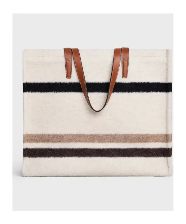 Celine Large Cabas Tote In Striped Textile With Jacquard