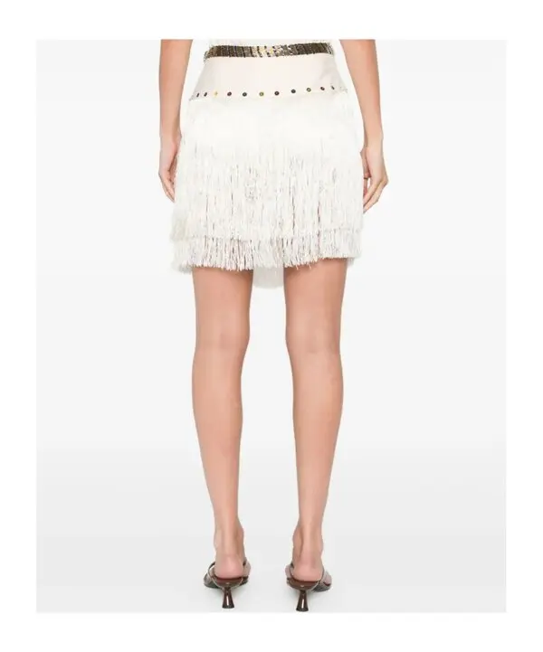BODE Beaded Fringe Mini Skirt - White