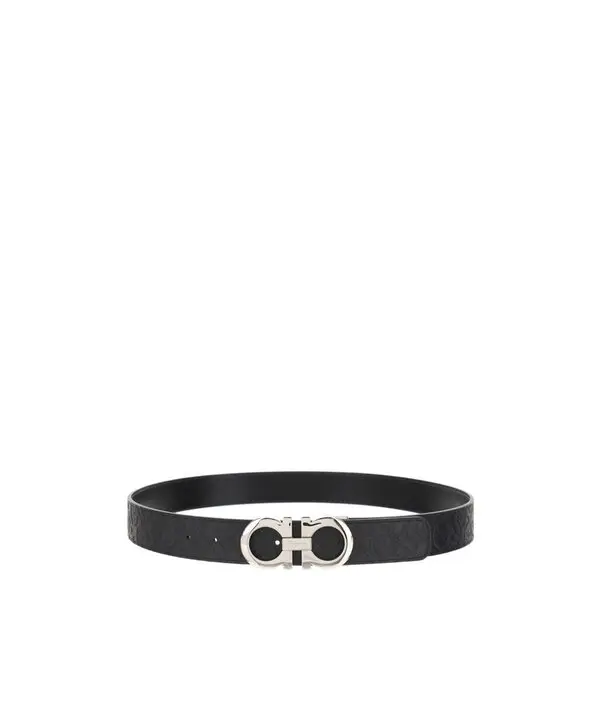 FERRAGAMO Double Gancini Belt - Black
