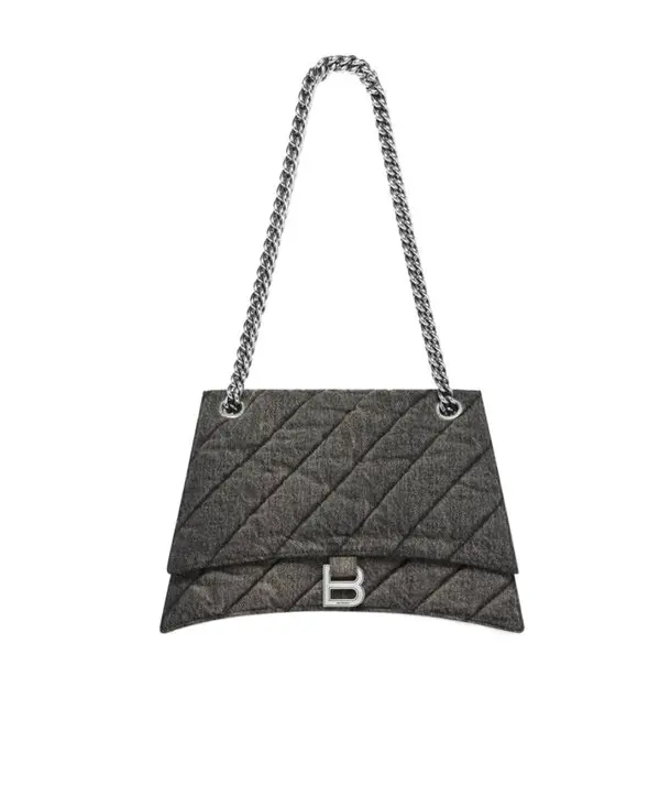 Balenciaga Crush Medium Quilted Shoulder Bag - Black