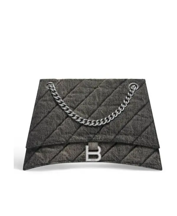 Balenciaga Crush Medium Quilted Shoulder Bag - Black