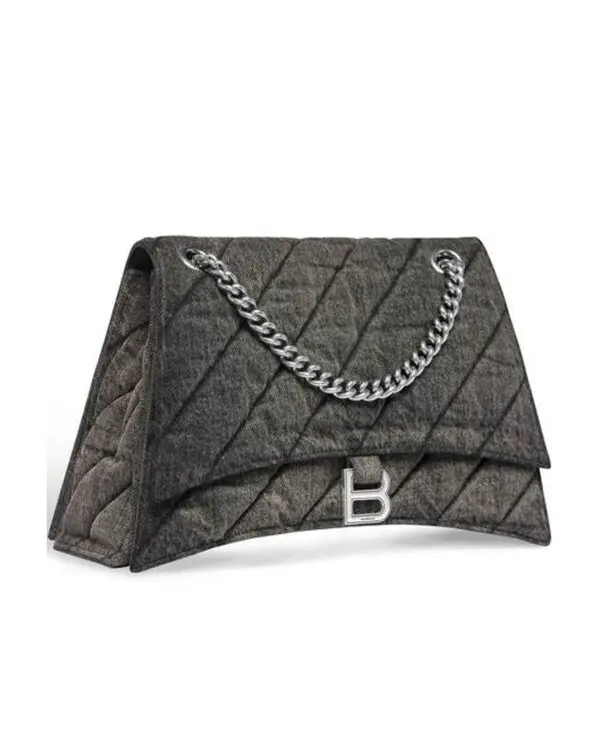 Balenciaga Crush Medium Quilted Shoulder Bag - Black