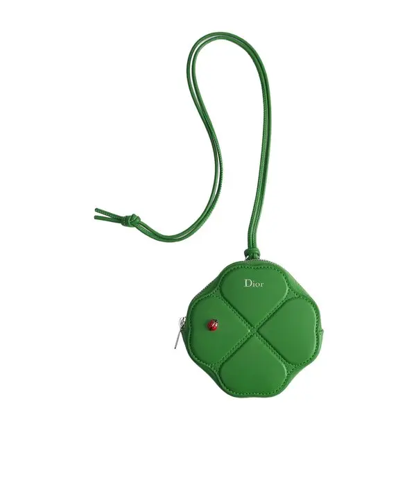 Dior Petit Trèfle Coin Purse With Cord - Four-leaf Clover Green