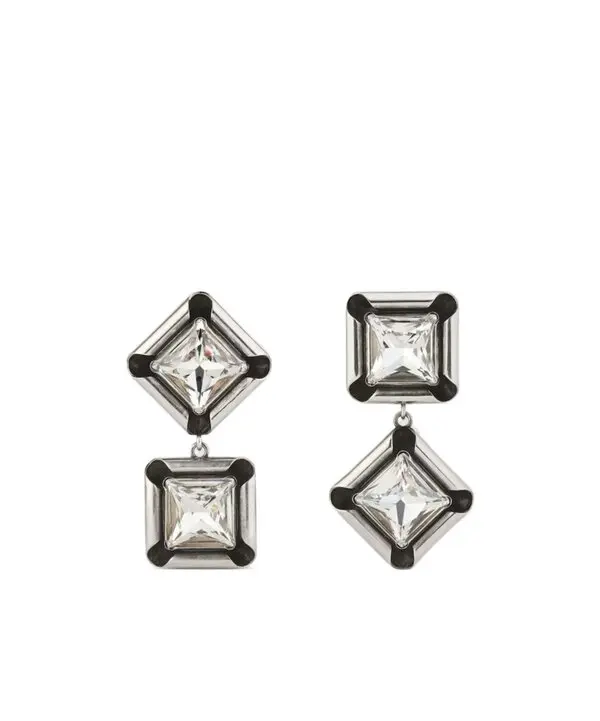 Givenchy Deconstructed Crystal Earrings In Metal - White