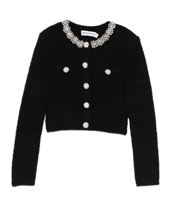 SELF-PORTRAIT Embellished Crewneck Cardigan